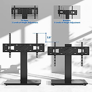Rfiver Universal Swivel TV Stand Table Top TV Stand Base for 40 to 86 Inch Flat Screen TVs, Height Adjustable Mount, Center TV Stand Replacement with Tempered Glass Base