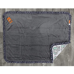Dear Baby Gear Elephant Baby Blanket - Double Layer Infant Blanket - Toddler Blankets for Boys and Girls - Gray and Mint Elephant Calf with Flowers, Gray Ruffles - 43" x 33"