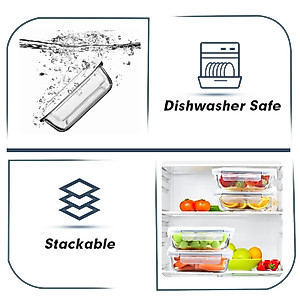 BAYZZ Glass Meal Prep Containers, 10 Packs 22 oz Glass Food Storage Containers,Airtight Lunch Containers with lids - Microwave,Freezer,Dishwasher Safe