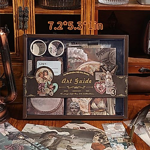 Chuchengio 242Pcs Aesthetic Scrapbook Paper Stickers Supplies Kit,Art Decoupage Paper for Scrapbooking Journaling Supplies，Bullet Journal Kit with Journal Vintage Stickers