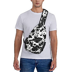 pwakvom Cow Print Sling Bag Crossbody Sling Backpack Travel Hiking Daypack Chest Bags Shoulder Bag For Women Men