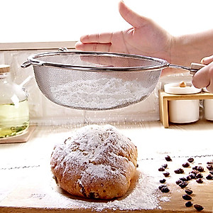 Weymier Fine Mesh Strainers For Kitchen, Stainless Steel Mesh Strainers With Wood Handles,Set of 3 Sizes: 4.9"，6.3"and 7.9"