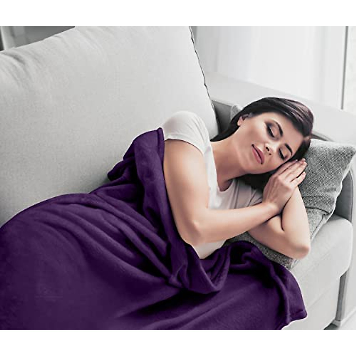 Utopia Bedding Fleece Blanket Throw Size Purple 300GSM Luxury Blanket for Couch Sofa Bed Anti-Static Fuzzy Soft Blanket Microfiber (60x50 Inches)