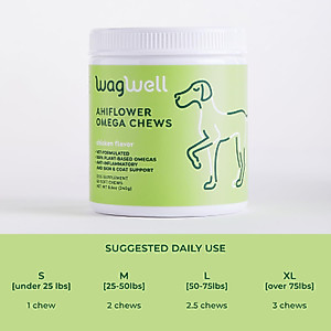 WagWell Ahiflower Omega Oil Dog Chews, Allergy and Itch, Mobility & Calming Chews for Dogs Bundle - Skin, Coat, Hip and Joint Supplement for Dogs - Itch and Anxiety Relief