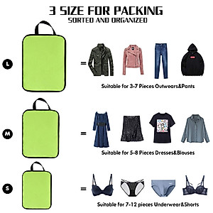 YZAOLL Compression Packing Cubes Bags Set for Kids Travel Luggage Packing Organizers Accessories Gift 3pcs Set Green