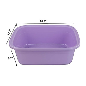 Obstnny 16 Quart Plastic Dish Pan, 16.5"x12.7"x6.7", Set of 2
