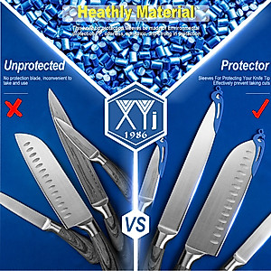 XYJ 50Pcs Knife Blade Tip Protector Plastic Knife Point Sleeves For Kitchen Chef Knives Knifehead Guard (Blue)
