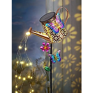 Solar Watering Can with Lights Outdoor Garden Decor,Waterproof LED Garden Stake Lights Decoration for Yard Lawn Patio Pathway Front Porch Landscape Gardening Gift for Mom Grandma Women Birthday Gifts