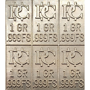 6 One Grain Pure Silver Bars .999 Fine Silver