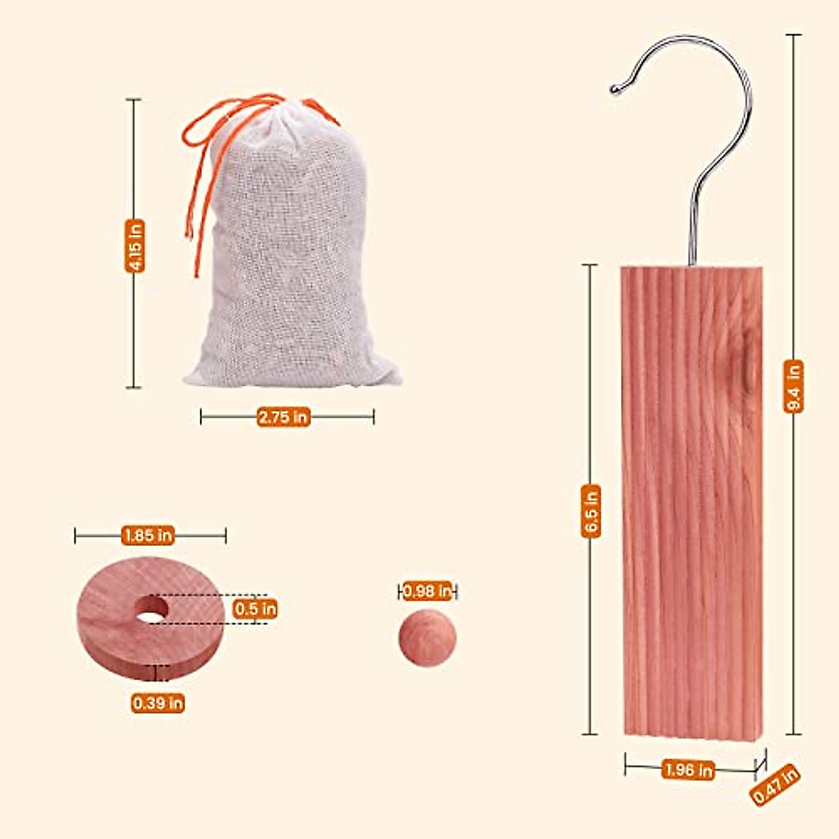 Homode Cedar Blocks for Clothes Storage, Set of 60, Cedar Chips for Closets and Drawers, Aromatic Cedar Wood Balls and Cedar Sachets, Cedar Closet Freshener