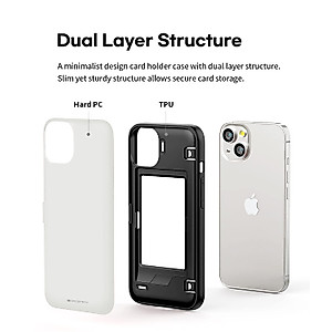 GOOSPERY Magnetic Door Bumper Compatible with iPhone 13 Case, Card Holder Wallet Case, Easy Magnet Auto Closing Protective Dual Layer Sturdy Phone Back Cover - White