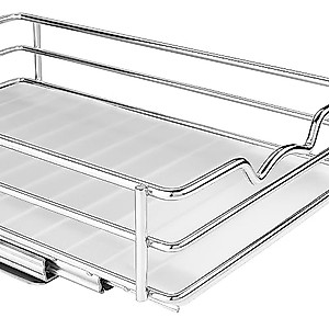 HOLD N' STORAGE Premium Pull-Out Spice Rack - 6.5"Wx10.5"D - Anti-Rust Chrome Finish - Heavy Duty with 5-Year Limited Warranty- Fits 2 Rows of Standard Spice Jars