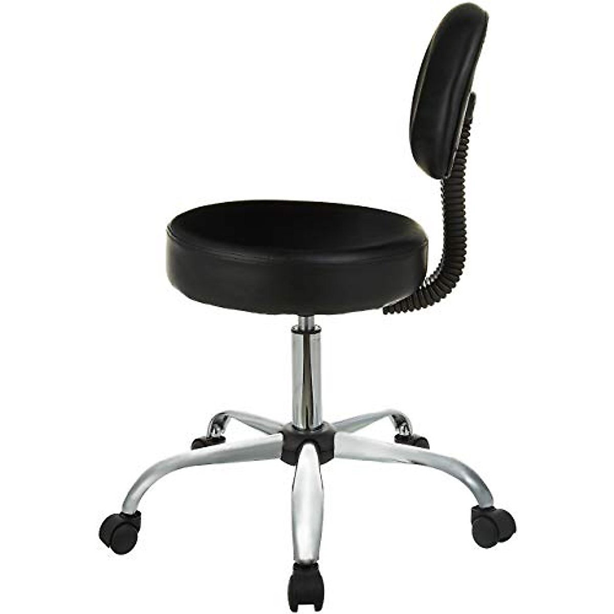 Amazon Basics Multi-Purpose Drafting Spa Bar Stool with Back Cushion and Wheels - Black