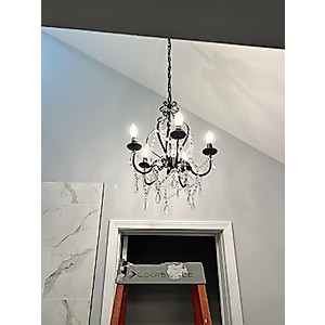 riomasee Mini Crystal Chandelier 5 Lights Bronze Chandelier with K9 Crystal Raindrop Iron Ceiling Light Fixtures for Bedroom,Dining,Living Room