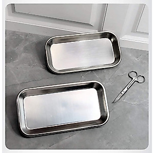 2 Pack Large and 3 Pack Small Trays Professional Medical Surgical Stainless Steel Tray Non Toxic Heavy Duty Thickening Pan for Kitchen Baking, Lab Instrument, Dental, Medical Surgical Instrument, Pet