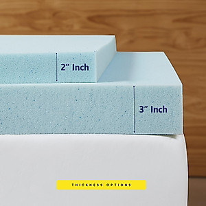 Twin Mattress Topper 2 Inch Gel Infused Memory Foam Cooling Pad CertiPUR US Certified - Enhance Sleep Quality with Pressure Relief and Temperature Regulation, Twin,Blue