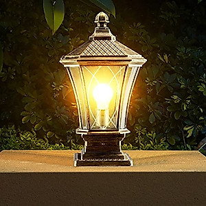 MODEBHD Continental Victoria 1-Light Glass Lantern European Column Lamp Outdoor Table Lamp Modern Simple Aluminum Waterproof Street Post Light E27 Decoration Illumination Bollard Lamps