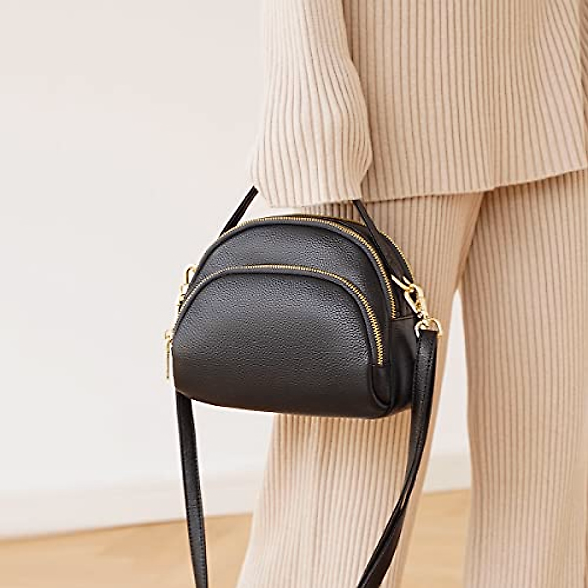 LAORENTOU Genuine Leather Satchel Bag Small Crossbody Handbag for Women Lady Leather Purse Clearance