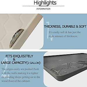 Under Sink Mat for Kitchen Cabinet - 34 x 22 Inch Rubber Mat Waterproof, Drip Tray Sink Pan Non Slip Mat Leak Protector, Bathroom Sink Liner Large Silicon Mat, Storage Organizer Water Mat (Beige)