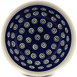 Polish Pottery 6½-inch Bowl (Peacock Leaves Theme) + Certificate of Authenticity