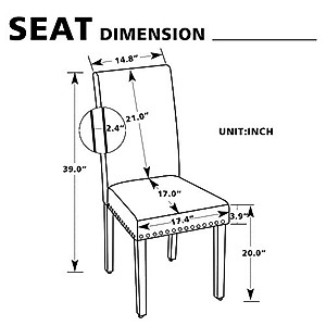 LSSBOUGHT Upholstered Dining Chairs with Solid Wood Legs and Nailed Trim Set of 4 (Beige)