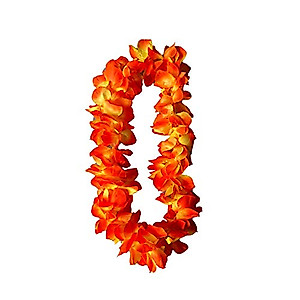 Hawaiian Leis Hawaiian Party Luau Party Favors Necklace Bracelets Headband 4 Pcs Set (Orange)