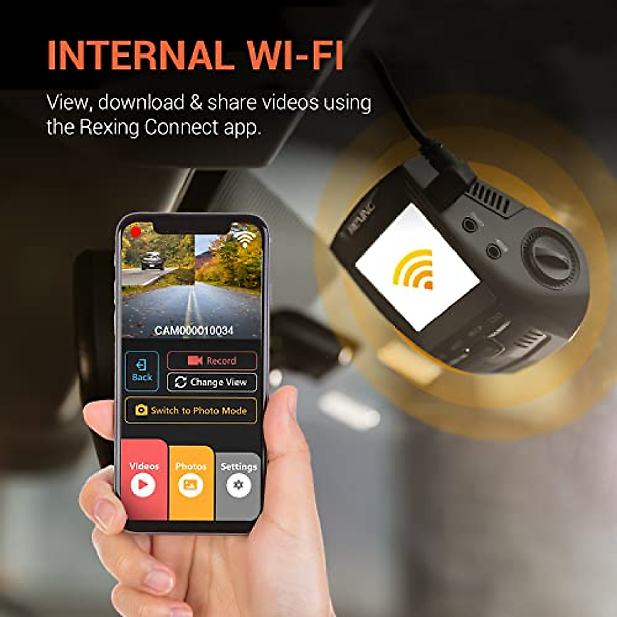 Rexing V1P 4K Car Dash Cam 2.4" LCD 2160p Front + 1080p Rear Wi-Fi 170° Wide Angle Dual Channel with Rear Cam, G-Sensor, WDR, Loop Recording Mobile App Supercapacitor