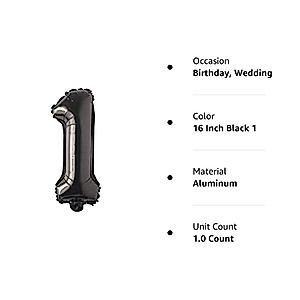 16" inch Single Black Alphabet Letter Number Balloons Aluminum Hanging Foil Film Balloon Wedding Birthday Party Decoration Banner Air Mylar Balloons (16 inch Black 1)