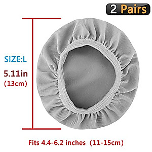 Geekria 2 Pairs Flex Fabric Headphones Ear Covers, Washable & Stretchable Sanitary Earcup Protectors for Large Over-Ear Headset Ear Pads, Sweat Cover for Gym, Gaming (L/Grey)