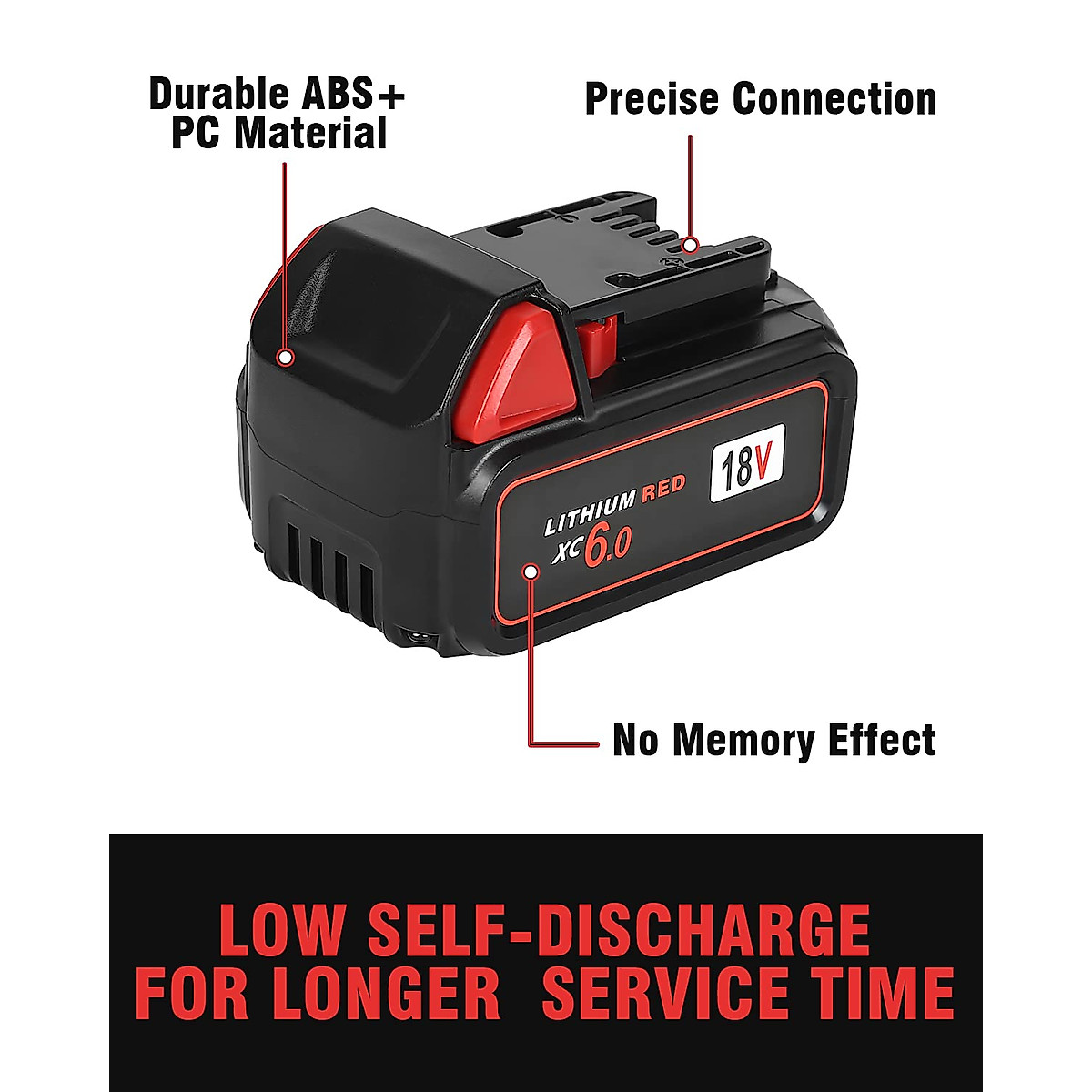 Bslite 2Packs Replacement for Milwaukee M18 Battery 6.0Ah 48-11-1862 Compatible with Milwaukee M18 Battery Tools and Charger（Black）