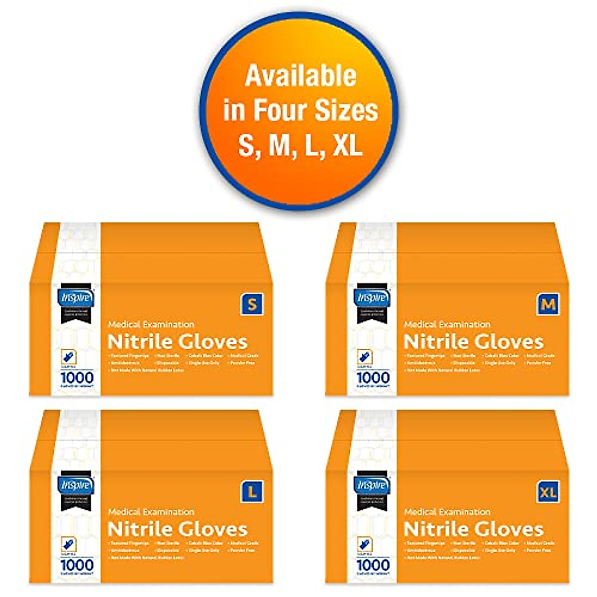 Inspire Nitrile Exam Gloves | THE ORIGINAL Quality Stretch Nitrile, Cobalt Blue | 4.5 Gloves Disposable Latex Free Medical EMT (Medium (Pack of 1000), Case Of 1000)