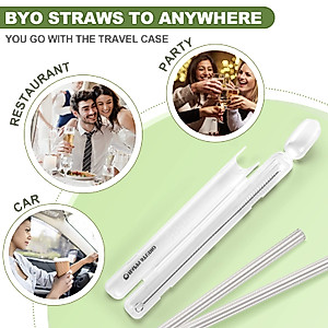 HAPPi STUDIO 8-Pack Glass Straws with Travel Case - 8"x10mm Reusable Straws with 2 Cleaning Brushes - Clear Glass Straws Shatter Resistant - Glass straws Drinking Reusable Smoothie Straw, Coffee Straw