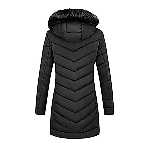 Bellivera Puffer Jacket Women,Lightweight Padding Bubble Hooded Coat with Fur Collar Warmth Outerwear 23707 Black XL