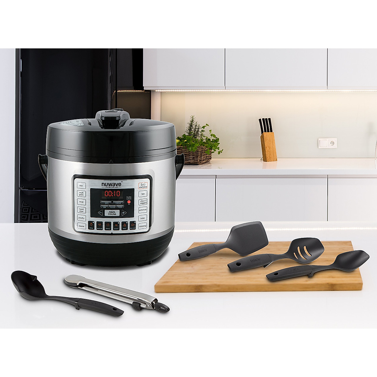 NuWave 6Qt Nutri-Pot Digital Pressure Cooker with bonus accessories & 5-piece Utensil Set