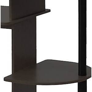 Furinno Compact Computer Desk with Shelves, Round Side, Espresso/Black