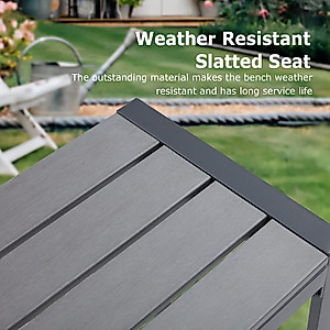 DIFY Outdoor Patio Bench, Backless Garden Park Bench Weather Resistant Outdoor Furniture for Garden, Backyard, Porch (Grey)