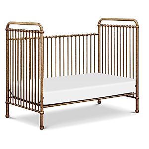 NAMESAKE Abigail 3-in-1 Convertible Baby Crib (Gold) - GREENGUARD Gold Certified - Convertible Crib to Toddler Bed and Daybed - Baby Bed w/ 4 Adjustable Heights - Vintage Baby Crib Convertible