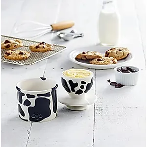 Butter Bell - The Original Butter Bell crock by L Tremain, a Countertop French Ceramic Butter Dish Keeper for Spreadable Butter, Cow Pattern, Black & White