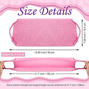 Exfoliating Back Scrubber with Handles 4 Packs Nylon Back Exfoliator Extended Length Back Washers Scrubbers Stretchable Pull Strap Exfoliating Washcloth (Purple, Pink)