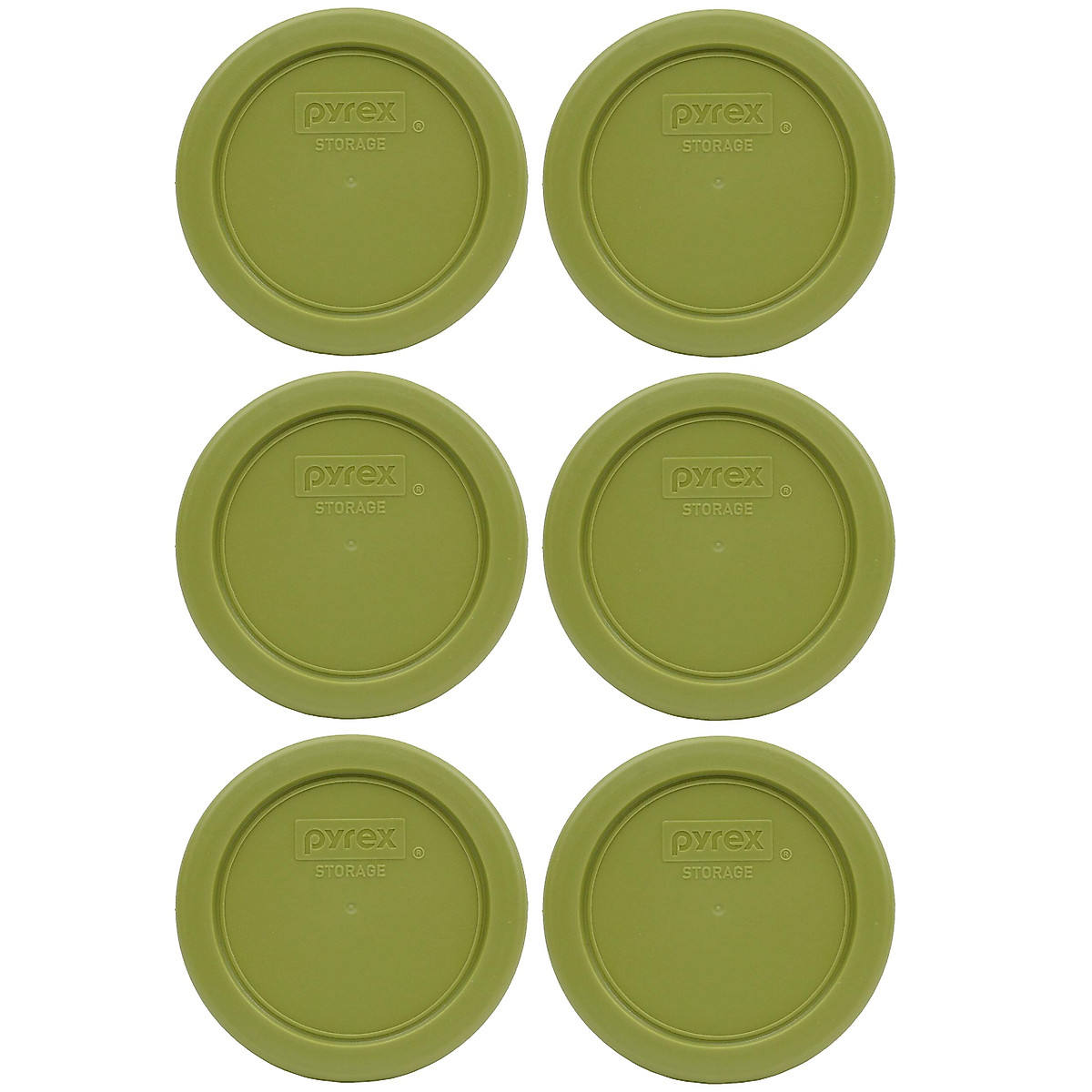 Pyrex 7202-PC Olive Green Plastic Food Storage Replacement Lid, Made in USA - 6 Pack