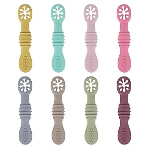8 Pcs Baby Led Weaning Utensils, First Stage Silicone Baby Spoon, Multicolor Baby Spoons Self Feeding 6+ Months, Cucharas para Bebes for Solids and Purees