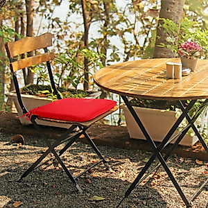 GUEGLSA Outdoor Indoor Waterproof Seat Cushions,16x16 Inches Patio Chair Cushion with Ties,Machine Washable Seat Pad for Home Garden Kitchen Dining Office Chair,Set of 2, Red