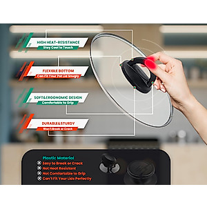 NOKESS Universal Pot Lid Knob Compatible with Crockpot Lids, Pan Lid Replacement Handle, Heat Resistant Pot Knob for Glass, Steel Lids, Easy Grip Lid Handle, Kitchen Cookware, 2.75”x1.77”
