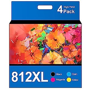 812XL Remanufactured Ink Cartridge Replacement for Epson 812 XL to Use with Workforce Pro WF-7840 WF-7820 EC-C7000 WF-7310 Printer (1 Black/1 Cyan/1 Magenta/1 Yellow,4 Pack)
