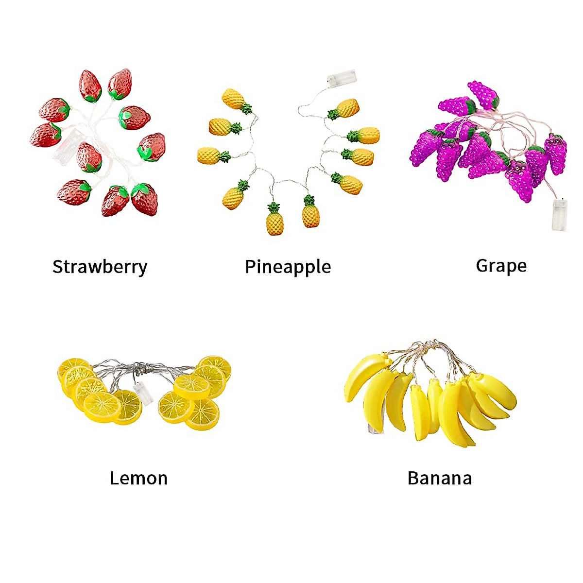 CALIDAKA Fruit String Lights, 10 LED Flashing String Battery Powered Indoor Outdoor Lighting Lamp for Wedding Home Birthday Garden Yard Patio Party Decorations (Pineapple)