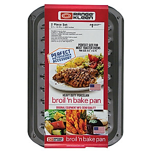 Range Kleen BP106X 2 PC Porcelain Broil and Bake Pan 12.75 Inch by 8.5 Inch,Black
