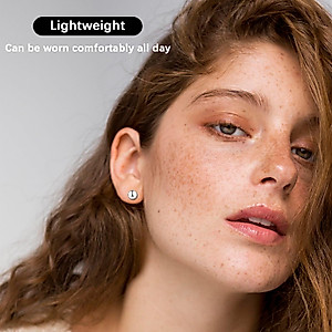 18K White Gold Plated Sterling Silver Ball Stud Earrings 3mm-8mm Options, Simple Polished Ball Studs Hypoallergenic Jewelry (3mm)