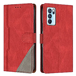 phone filp case Compatible with Oppo Reno 6Pro 5G Case, Reno 6Pro 5G Wallet Case Slim PU Leather Phone Case Flip Folio Leather Case Card Holders Shockproof Protective Case with Wrist Strap nonmetallic