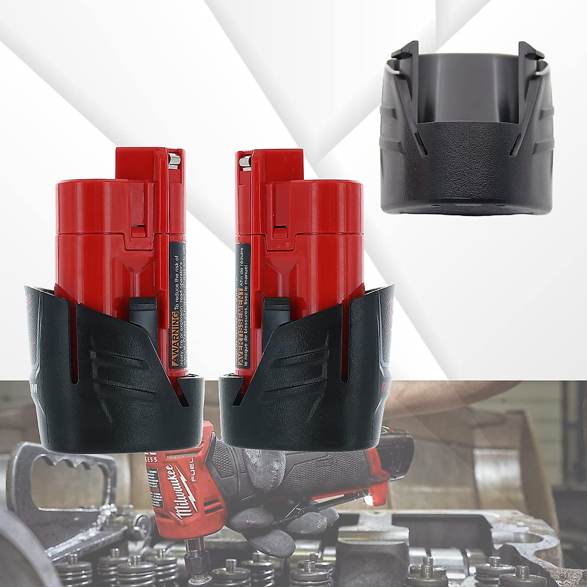 4Pack M12 Battery Plastic Bottom Case, Broken Battery Case Replacement Repair Kit Part, M12 Battery Shell for Milwaukee 48-11-2411 M12 Lithium-ion Battery