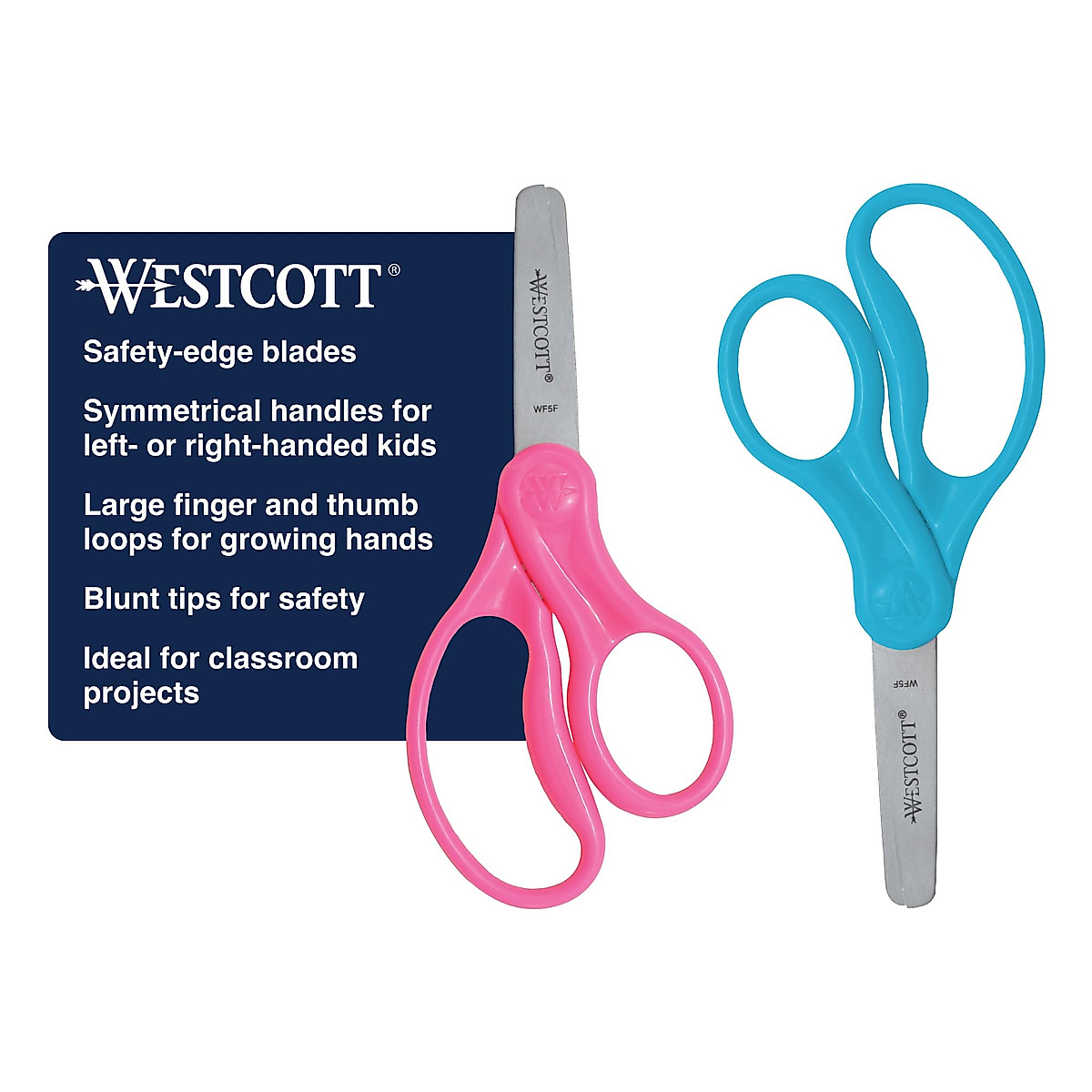 Westcott Scissors For Kids, 5" Blunt Safety Scissors, Assorted, 2 Count (Pack of 1) (13168)